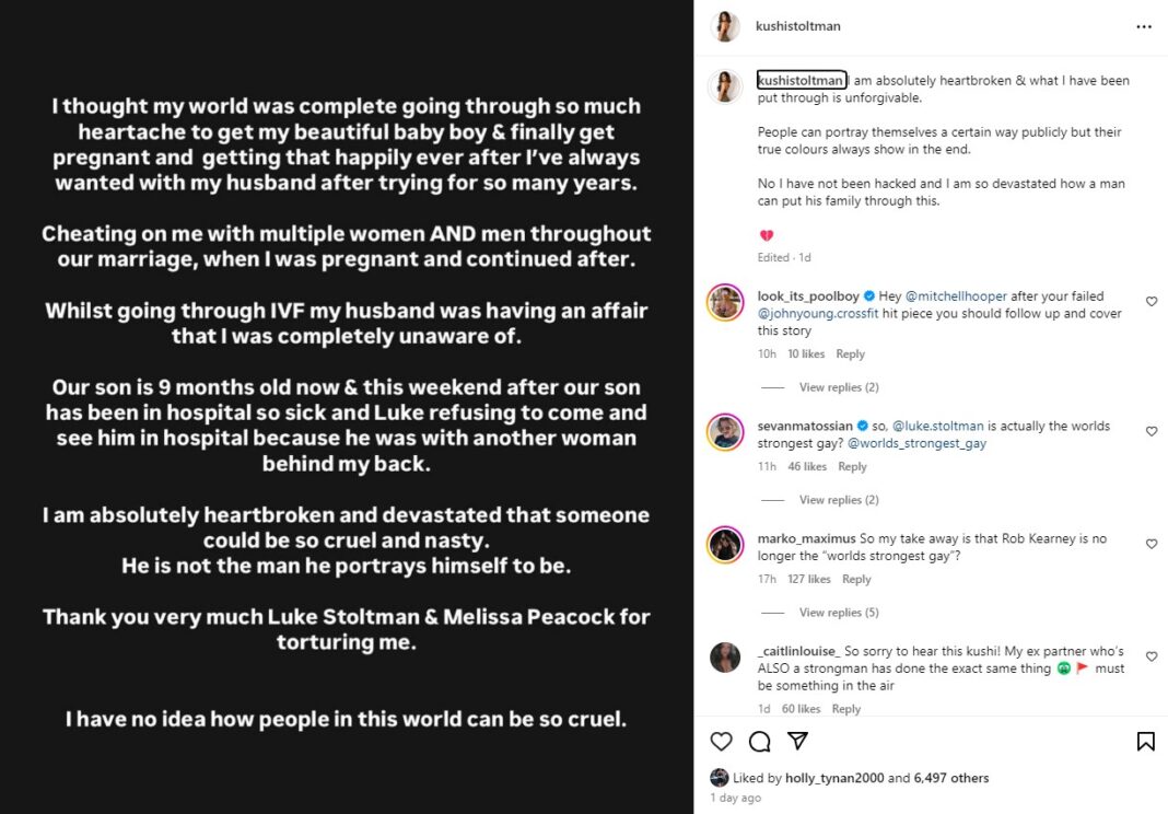 Strongman Luke Stoltman's Wife Goes Public with Allegations of Affairs
